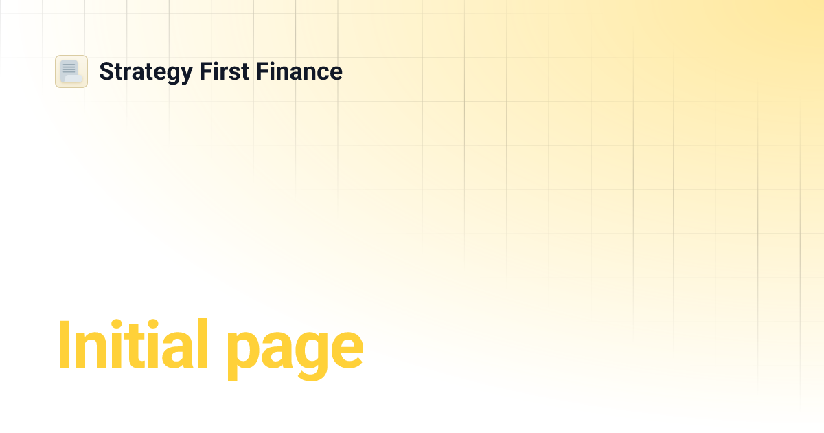 Initial page | Strategy First Finance